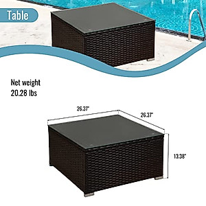 HomSof 6-Piece PE Rattan Wicker Sectional Cushioned Sofa Sets with 1 Red Pillow, Blue + Brown