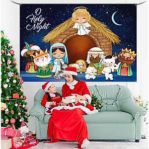 Manger Scene Religious Christmas Backdrop,Holy Nativity Christmas Large Background Supplies for Jesus Holy Night Religious Christmas Decoration