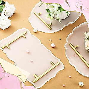 Resin Tray Molds Silicone Tray Mold Irregular Casting Agate Epoxy Molds with Gold Handles for DIY Crafts Making Faux Agate Tray Serving Board Home Decor