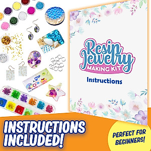 Insnug Epoxy Resin Molds Jewelry Making Kit-Silicone Mold Resin Kit Dried Flowers,Arts and Crafts Supplies Dye for Jewelry Storage Office Home Decor Decorations Keychain Accessories