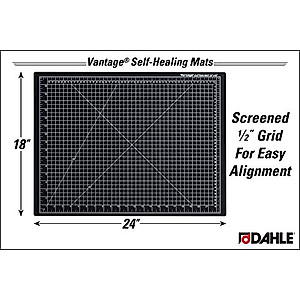 Dahle Vantage 10672 Self-Healing Cutting Mat, 18"x24", 1/2" Grid, 5 Layers for Max Healing, Perfect for Crafts & Sewing, Black