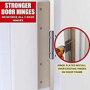 SECURITYMAN Super Door Jamb Reinforcement Set - Fortify Your Home (15GA Thick Steel) - Anti Door Kick in Heavy Duty Striker Plate Kit - Tamper/Corrosion Proof Door Jamb Repair Kit