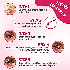 PRO DIY Lash Extension Kit Eyelash Extension Kit with 200 Pcs Lash Clusters Individual Lashes Lash Bond and Seal Eyelash Applictor Lash Tweezers Lash Clusters Kit for Beignner (DIY Lash Kit-A)