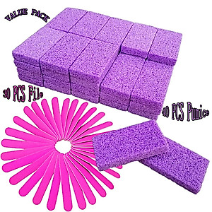 70 PCS Pedicure Exfoliator Kit Set 40 PCS Disposable Pedicure Pumice Stone for Foot Care Sponge Scrubber Callus Purple Coarse Dead Skin Remover 30 PCS Pedicure Nail Files (Pack of 70)