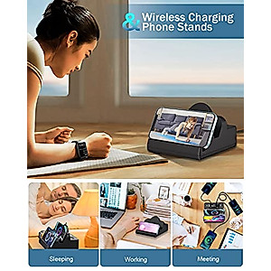 Wireless Charging Station with USB Ports, 8 in 1 Dual 15W Wireless Charger Station, 2 QC/2 PD USB Fast Charging Station, 80W Phone charger for iPhone14/13/12/11/X/Xr/Xs/8/Samsung/Android/iWatch/AirPod