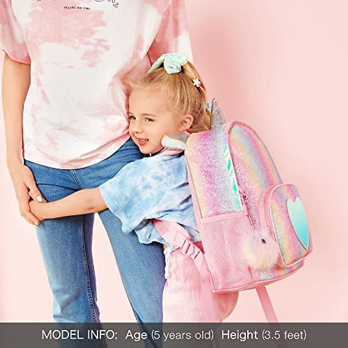 mibasies Kids Unicorn Backpack with Lunch Box for Girls Rainbow School Bag