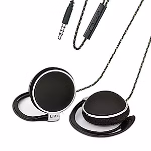 leqingchun Clip Type Earphones，Portable Stereophone Headphones,with Microphone and Call Controller Stereo Earphones,Suitable for Compatible with 3.5mm iPhone, Android Mobile Phone Black