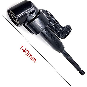 QISF 2Pcs Black 105 Degree 1/4 Inch Right Angle Drill Adapter Hex Shank Screwdriver Angled Bit Holder Extension Power Drill Tool + 1/4 inch Hexagon Flexible Screwdriver & Drill Extension Soft Shaft