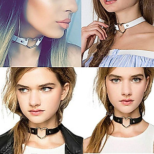 ETHOON Love Heart PU Leather Choker Necklace Goth Choker Collar Chain Black