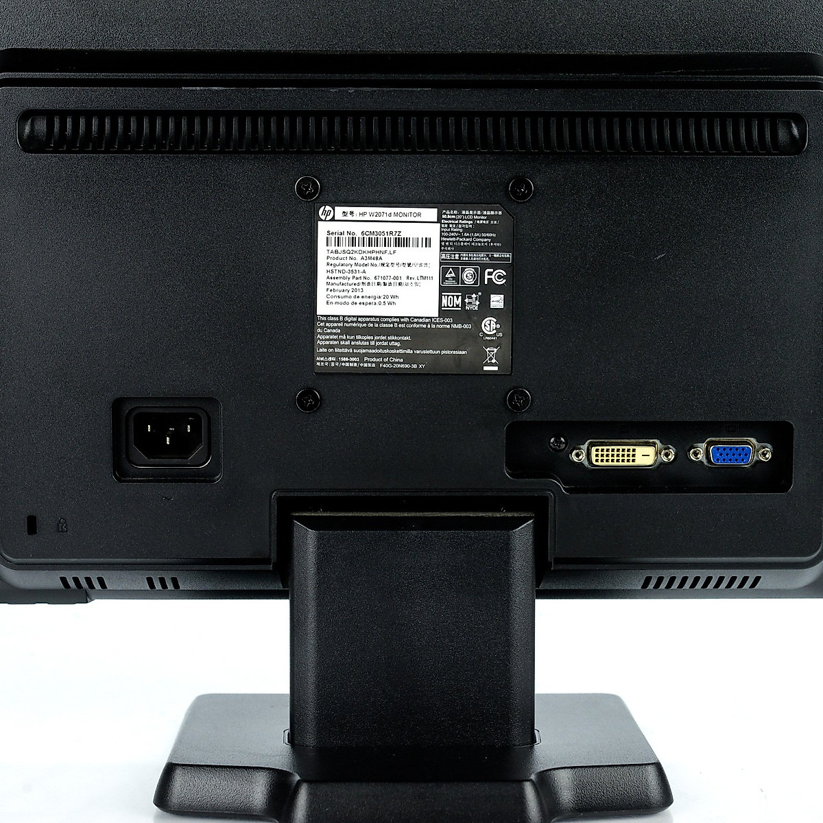 Hp - 20" Widescreen Flat-panel Lcd-led Monitor Model: W2071D