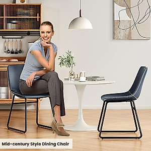 Soohow Set of 2, Kitchen Room Mid Century Midcentury Modern Faux Leather Comfortable, Home, Bistro Coffee Shop, Dining Chairs 4 PCS, Blue