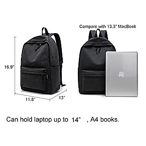 Canvas Backpack Laptop Backpack for Men Women College Gym Backpack Lightweight Travel Bag Casual Daypack with Water Bottler Holder Shoulder Bag Durable Rucksack