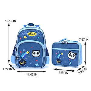 Abshoo Cute Lightweight Panda Kids School Bookbag For Elementary Kindergarten Girls Backpacks With Lunch Bag (Blue Panda Set)