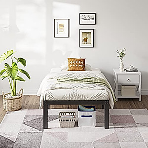 Gdduck 18 Inch Twin Bed Frame Metal Platform Bed Frame with Storage，Sturdy Steel Frame No Box Spring Needed,Black Frame Heavy Duty Noise-Free,Easy Assembly，Support up to 2500lbs