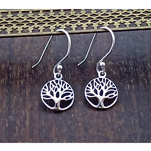 Tree of Life Earrings for women, Sterling Silver 925 dangle earrings, Tree earrings, Boho earrings, Round dangle earrings, Small silver earrings, Everyday earrings, Drop earrings, Minimalist earrings