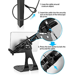 AboveTEK Anti-Theft iPad Stand, Universal Security POS Tablet Stand, Diagonally-Oriented iPad Locking Mount for 7-13 inch iPad, Galaxy with Security Cord and Key, 360° Swivel for Business and Retail