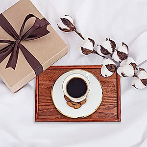 Solid Wood Serving Tray, Rectangle Non-Slip Tea Coffee Snack Plate, Food Meals Serving Tray with Raised Edges for Home Kitchen Restaurant(11.8x7.9x0.8, Brown)