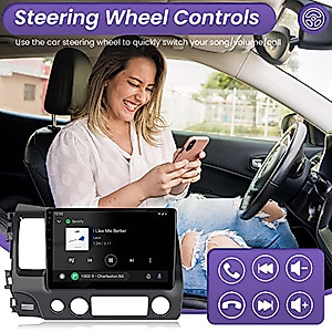 Fortdows Car Stereo Radio for Honda Civic 2006-2011, for Wireless Carplay/Android Auto 10" IPS Touch Screen Car Stereo Radio with Bluetooth Wi-Fi GPS Backup Camera, 4G RAM 64G ROM