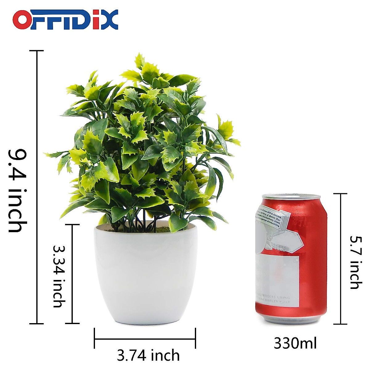 OFFIDIX Artificial Plastic Mini Plants in White Pot,Desk Plant Artificial Flowers with Vase,Small Faux Plastic Plants for Home Kitchen Garden Office Indoor Decor