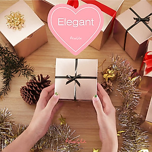 ROSEGLD 10 Gift Boxes 9.5x6.5x4 Inches, Gift Boxes with Lids, Rose Gold Gift Boxes, Bridesmaid Proposal Boxes for Light Weight Gifts (Glossy Rose Gold with Grass Texture)