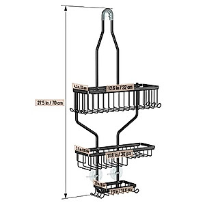 HYSEYY Shower Caddy Over Shower Head Hanging Shower Caddy for Bathroom, No Drilling Rustproof Stainless Steel Hanging Shower Organizer with Soap Holder, 10 Hooks, Large Capacity for Whole Family