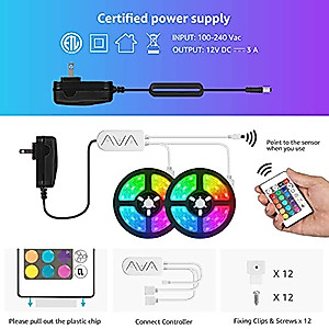 Lepro Music LED Strip Lights, 32.8ft RGB LED Strips with Remote Sync to Music, 5050 SMD LED Color Changing Strip Light for Bedroom, Home, TV, Parties and Festivals