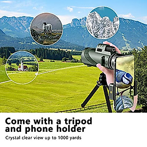 80x100 Monocular-Telescope High Powered Monocular for Adults Monocular for Smartphone Adapter Monocular Telescope Hunting Wildlife Bird Watching Travel Camping Hiking