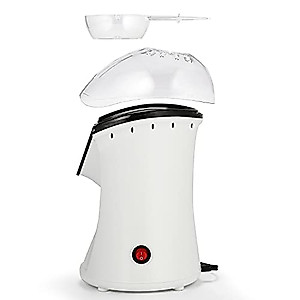 Nictemaw Hot Air Popcorn Popper, 4 Cup, 1200W Electric Popcorn Machine with Measuring Cup and Removable Top Cover, 3 Minutes Quick Popcorn Maker for Home Use, White