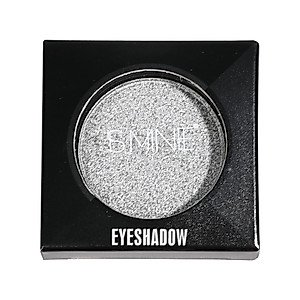 ISMINE Single Eyeshadow Powder Palette (SILVER GRAY) Shimmer Gray, High Pigment, Longwear Single Grey Eye Makeup for Day & Night (#14)