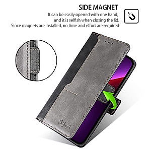 Fansipro Wallet Folio Case for Oppo Reno 2 Z, Premium PU Leather Slim Fit Cover for Reno 2 Z, 2 Card Slots, Friendly Fit, Black & Gray
