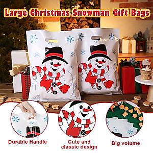 Tenceur 150 Pcs Christmas Jumbo Big Gift Bags 17 x 12 Inch Plastic Christmas Gift Wrapping Bags Large Christmas Bags for Gifts Presents Xmas Holiday Party Favor Goodie Storage (Snowman)