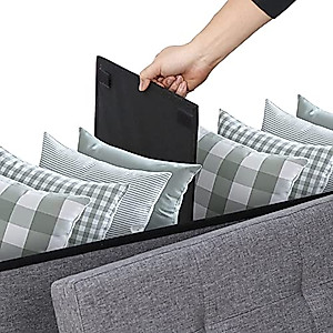 ZenStyle 43Inches Storage Ottoman Bench, Folding Footrest Padded Seat, Storage Chest Long Shoes Bench with Divider, Holds up to 660 lbs, for Living Room, Entryway, Bedroom, Dark Gray