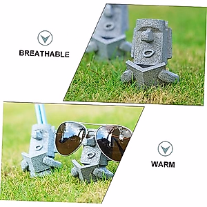 Abaodam 1pc Moai Glasses Holder pencil for kids mini plants retro decor easter island moai figurine easter island garden statue desktop pen cup Stone Figure Ornament Creative Pen Holder