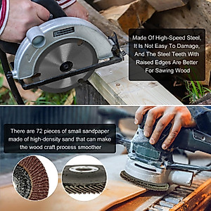 LAMPTOP 16 Pcs Wood Carving Grinder Tools Set, Including 5 Pcs Angle Grinder Wood Carving Disc, 5 Pcs Sanding Wheels, Speedcutter for Woodworking, and 5 Pcs Stainless Steel Disc Fitting Ring