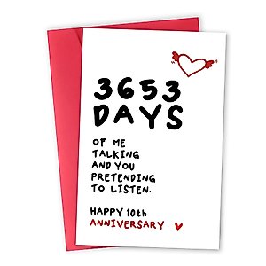 mmuue Funny 10 Year Anniversary Cards Gifts for Him Her, Romantic 10th Anniversary Card for Girlfriend Boyfriend, Lovely 10th Wedding Anniversary Card for Husband Wife, Tenth Anniversary Card