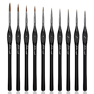 Detail Paint Brushes Set 10pcs Miniature Brushes for Fine Detailing & Art Painting - Acrylic, Watercolor,Oil,Models, Warhammer 40k.