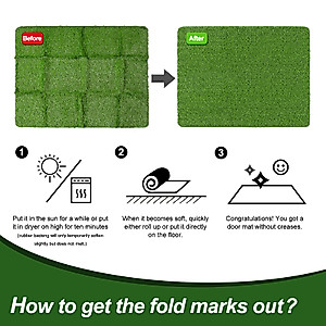 LINLA Artificial Grass Door Mat, 32x20 inches Outdoor Rug Synthetic Fake Dog Grass Mat Turf Waterproof Durable Doormat for Indoor Entryway, Outside Patio, Lawn, Garden