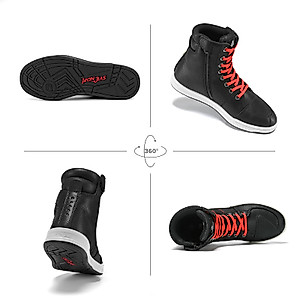 BORLENI Motorcycle Riding Shoes Road Street Motocross Protective Boots for Men, Casual Breathable Powersports Shoes