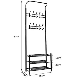 ZHUHW Black Shoe Rack Standing Hanging Clothes Home Bedroom Hanger Metal Shoe and Hat Rack Storage Rack