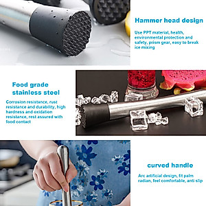 10 Inch Stainless Steel Cocktail Muddler and Mixing Spoon, Home Bar Tool Bartender Set for Cocktails Mojitos Ice Margaritas Mint & Fruit Drinks, Silver, 10x4x1.5 inch