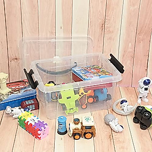 Ortodayes 6-Pack Small Clear Storage Boxes, Plastic Bin with Lid, 5.5 Liter