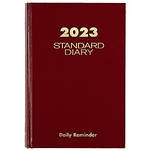 AT-A-GLANCE 2023 Daily Diary, Standard Planner Journal, 12 Month, 5-3/4" x 8-1/4", Small, Hardcover, Red (SD38913)