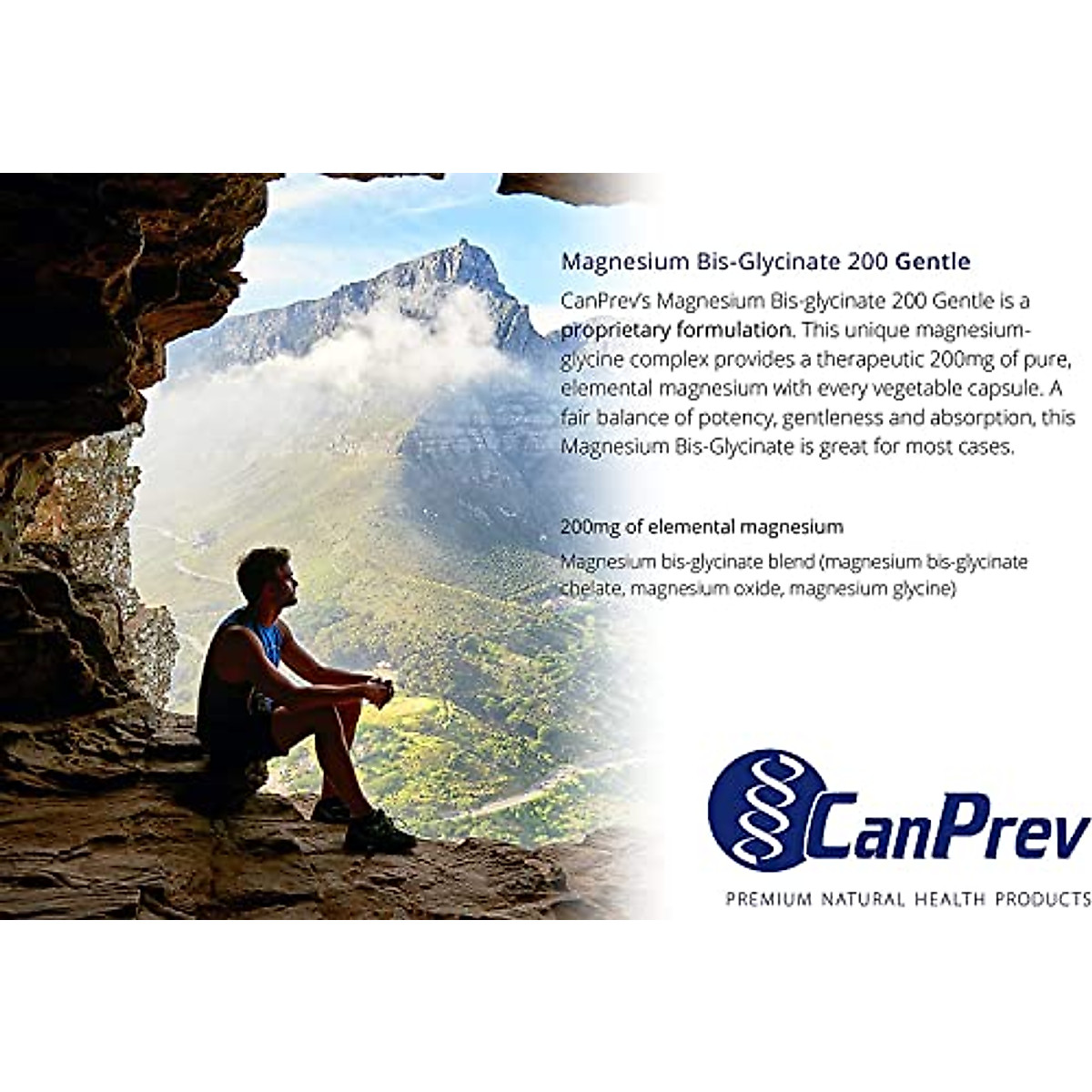 CanPrev Magnesium Bisglycinate (120 Count (Pack of 1), 200mg - Gentle)