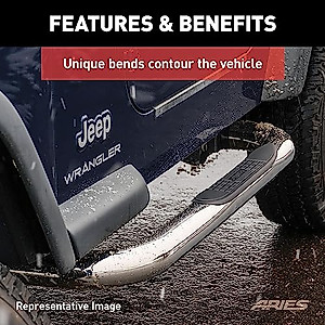 ARIES 204044-2 3-Inch Round Polished Stainless Steel Nerf Bars, No-Drill, Select Chevrolet, GMC Blazer K5