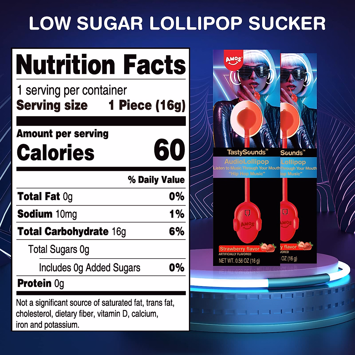 Music Lollipop Suckers,AMOS Audio Lollipop Sugar Free, Singing Lollipop Individually Wrapped, Novelty Gift for Mothers Day (Strawberry, Pack of 1)