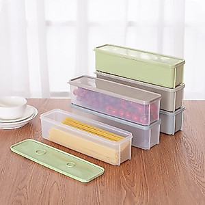 3PCS Rectangular Pasta Spaghetti Noodle Keeper Box with Cover,Pasta Canister Set,Dishwasher Safe (11.8x3.23x3.14inch)