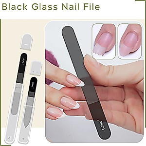 2Pcs Glass Nail Files & 2Pcs Nano Glass Files - Gifts for Women Wife Professional Glass File with Case, Double Sided Upgrade Glass File for Natural Nails