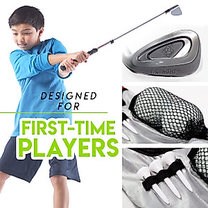 Franklin Sports Kids Golf Set - Youth Adjustable Plastic Golf Club Set - Kids Plastic Golf Set with Bag and Balls - Adjustable Length Clubs for Toddlers, Junior, Right hand, Red