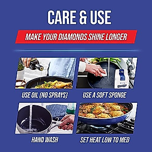 Blue Diamond Cookware Diamond Infused Ceramic Nonstick 12" Frying Pan Skillet, Induction, PFAS-Free, Dishwasher Safe, Oven Safe, Blue