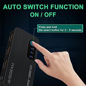 HDMI 2.1 Switch 8K, AVIDGRAM HDMI Switcher 2 in 1 Out, 2 Port 4K 120Hz Auto HDMI Selector Hub Support 8K@60Hz 48Gbps, Compatible with Xbox Series X, PS4 Pro, PS5, UHD TV, Monitor, Projector